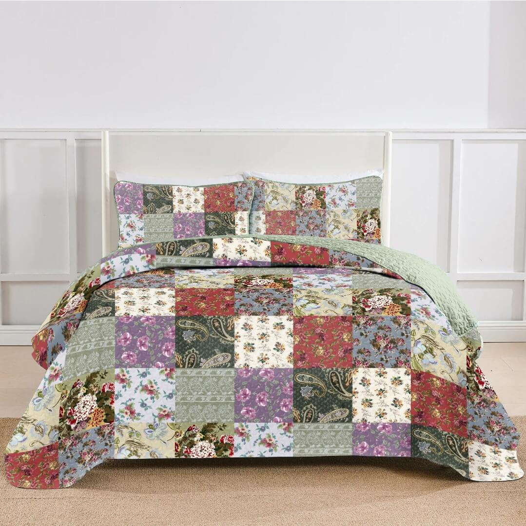 2024 Sycamore Patchwork Quilted Bedspread Coverlet Sets (3Pcs) – The Bed Linen