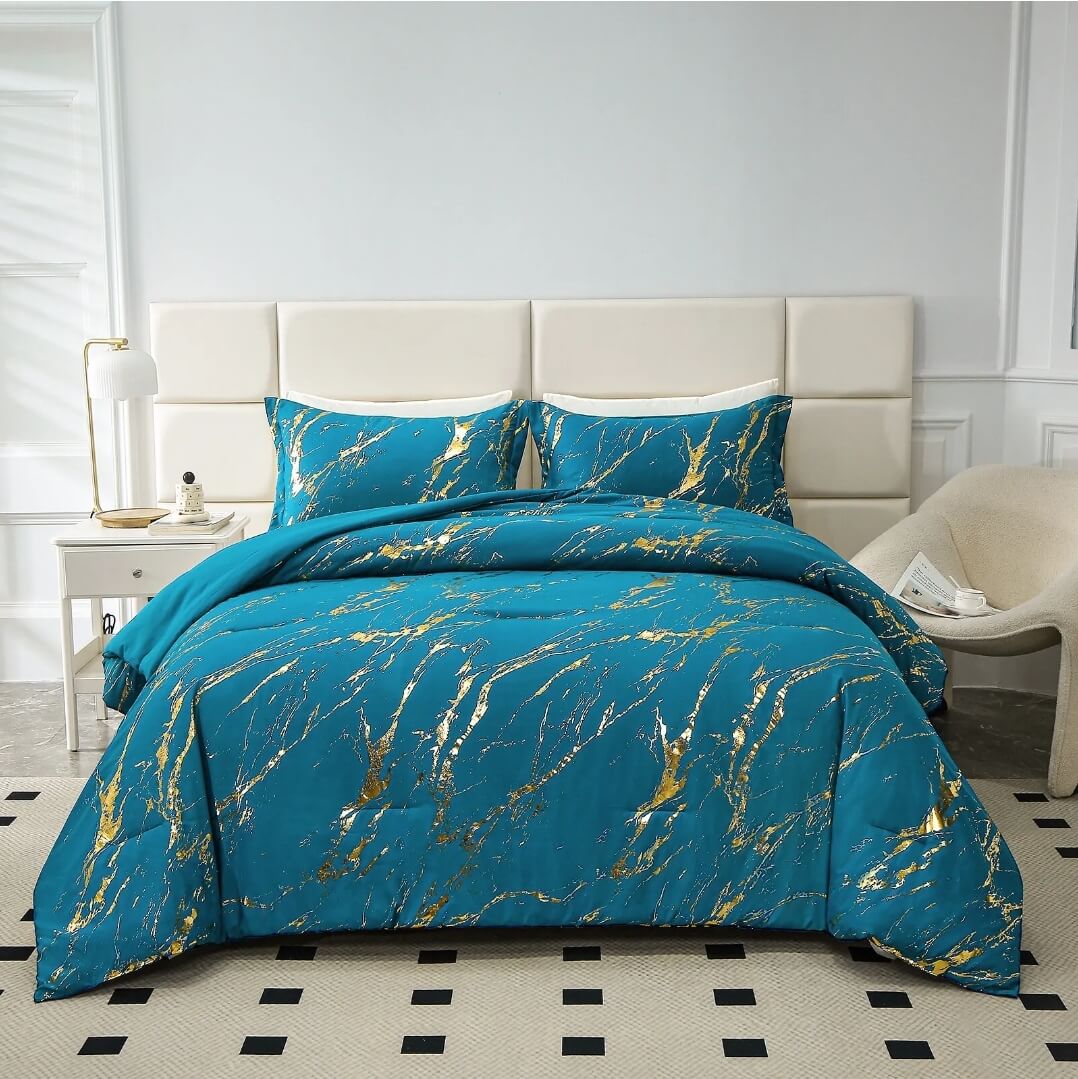 Teal Gold Bedding