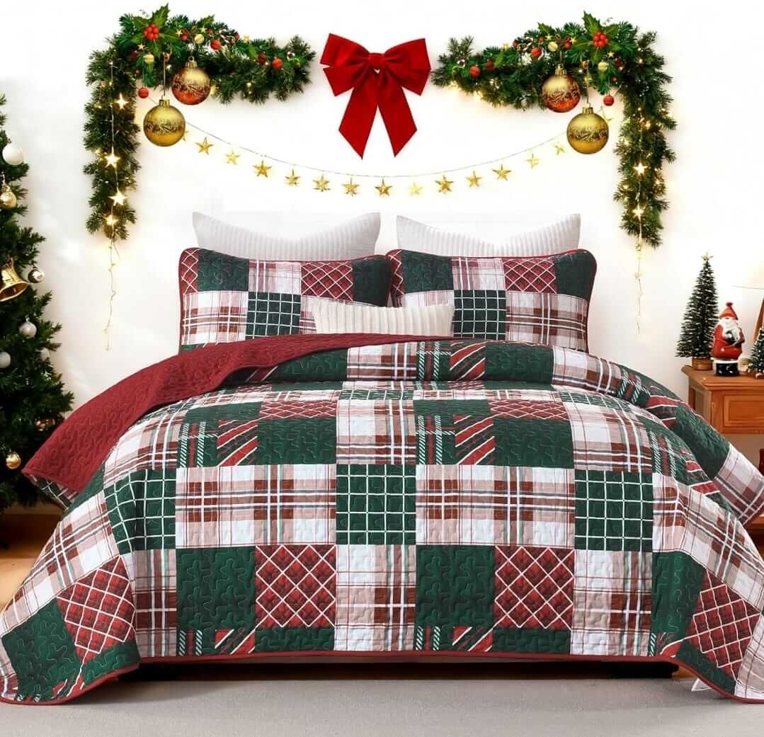 2026 Christmas Design Coverlet Set-Quilted Bedspread Sets (3Pcs)