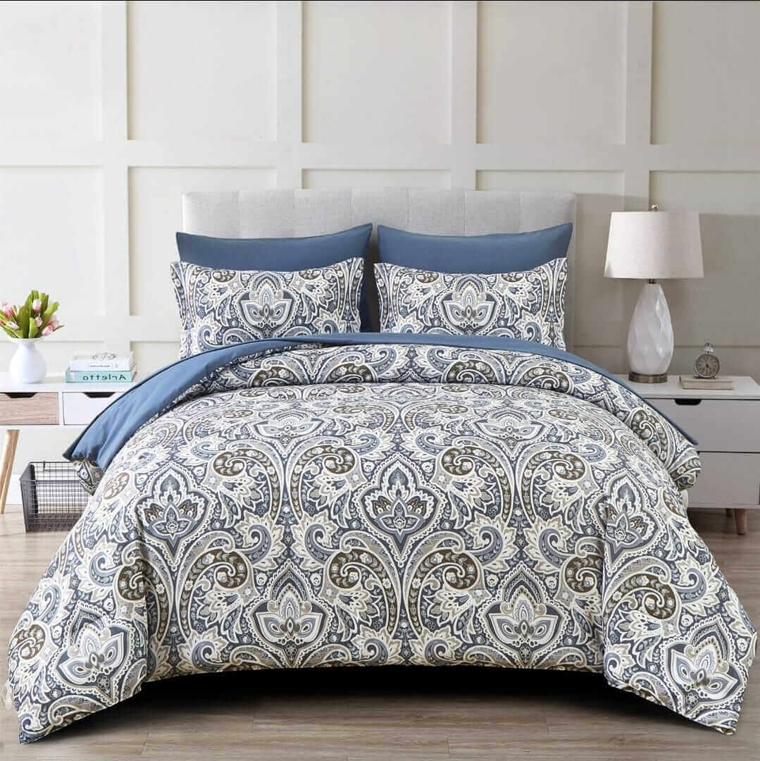 Royal Blue Paisley Comforter Set - Quilt Set (3Pcs)