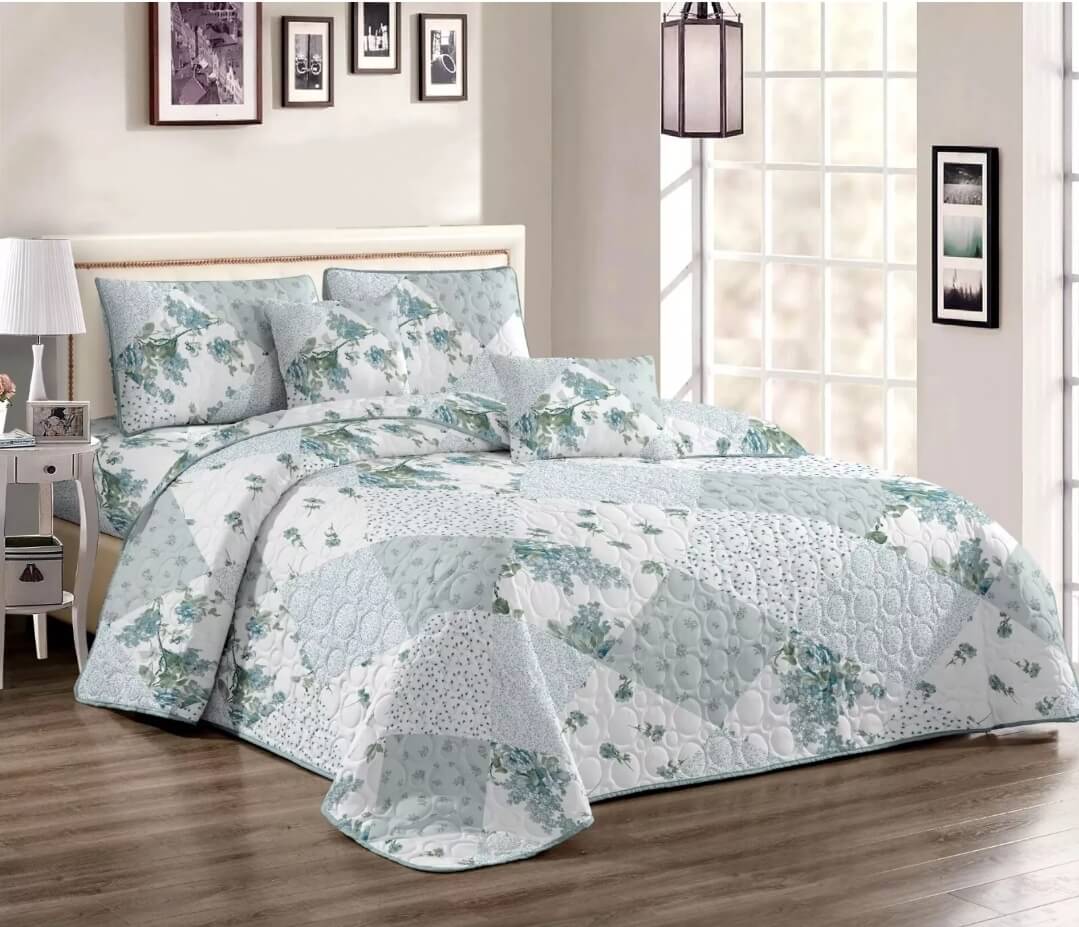 Checked Green Coverlet Set-Quilted Bedspread Sets (3Pcs)