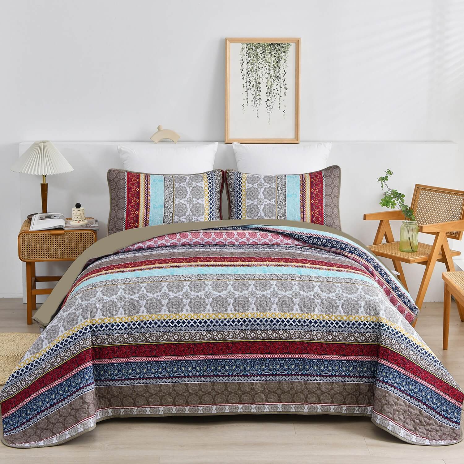 2025 Multicolor Mandala Bedspread Coverlet Sets (3Pcs)