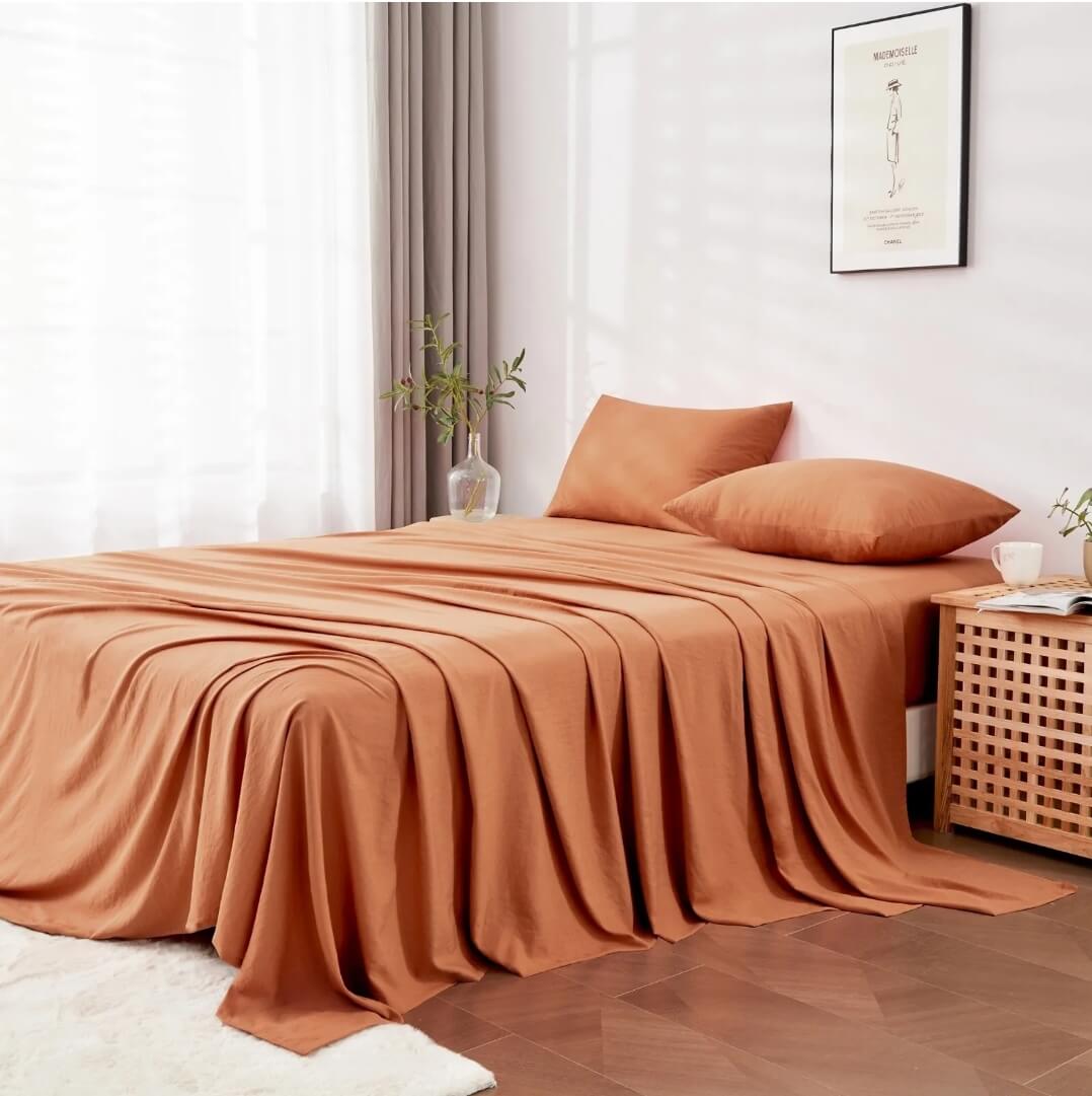 500TC Bedsheet Set - Ultra Soft Microfiber Bedding Set (Rust)