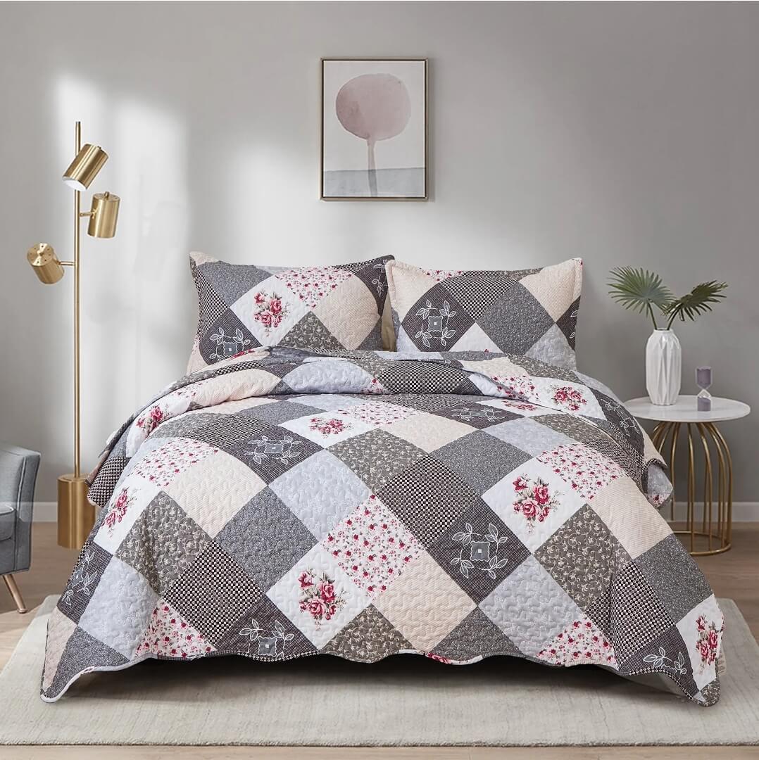 2025 Patchwork Coverlet Set - Australian Summer Quilt Bedspread Set (3