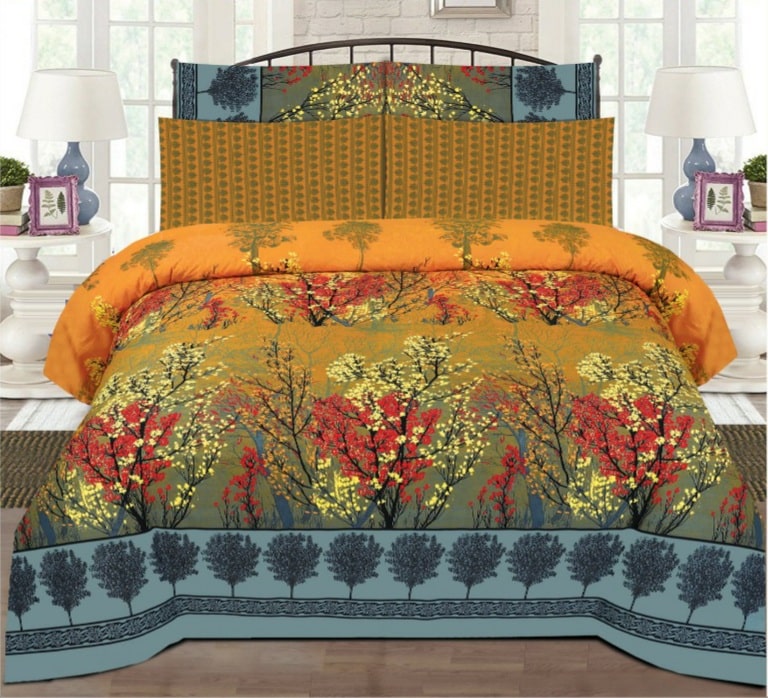 800 Thread Count Coloured sheets set - Flat Printed Bed Sheet